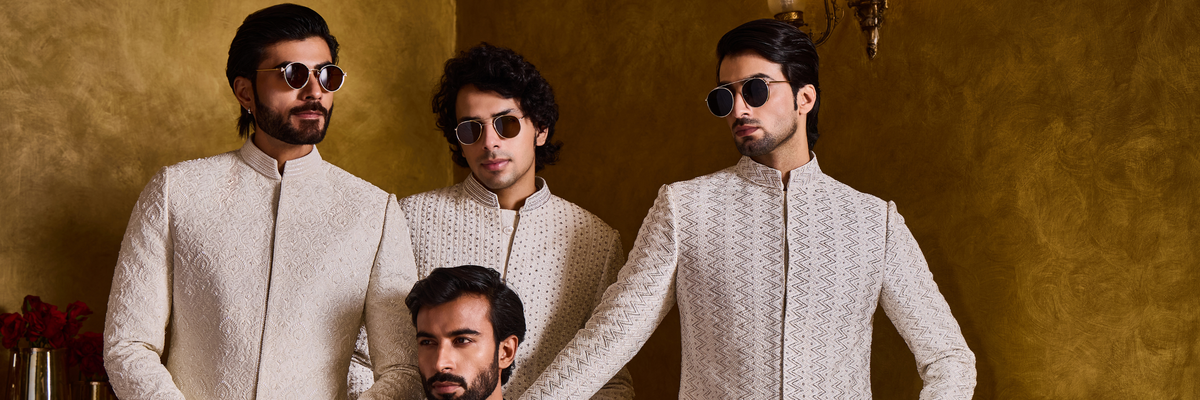 Luxury Bundi Jackets & Jacket Sherwanis for Grooms | Short Sherwani ...